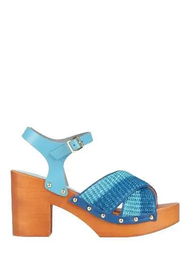 Malìparmi Sandals In Raffia And Leather - Blue