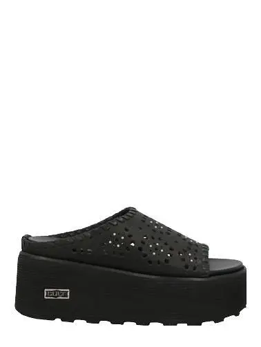 CULT Leather Flatform Sandals - Black