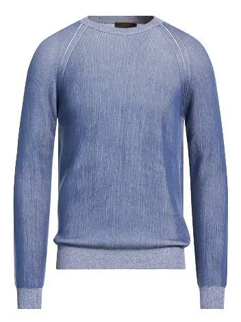 MOORER Cotton Ribbed Knit Crewneck Sweater - Navy