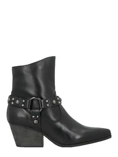 MJUS Leather Cowboy Ankle Boots - Black