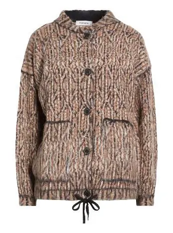 KANGRA Alpaca Wool Blend Jacquard Knit Cardigan - Camel