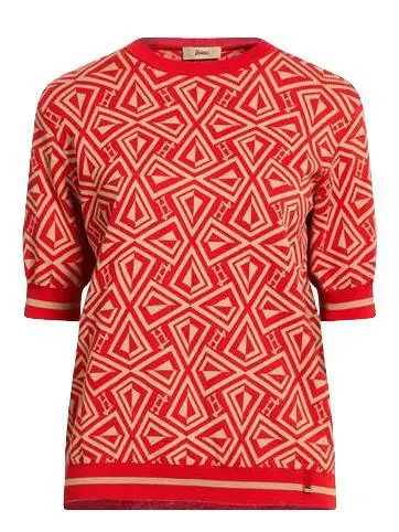 Herno Jacquard-knit Cotton-viscose Sweater - Red