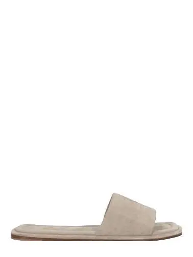 Brunello Cucinelli Light Leather Slide Sandals - Grey