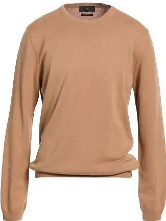 LIU •JO MAN Long Sleeve Crewneck Cashmere And Silk Sweater - Camel