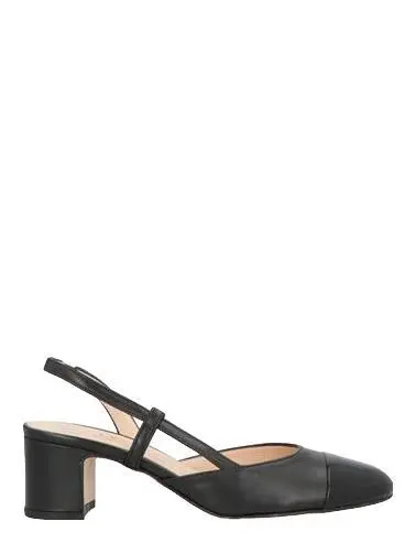 J.A.P. JOSE ANTONIO PEREIRA Leather Slingback Pumps - Black