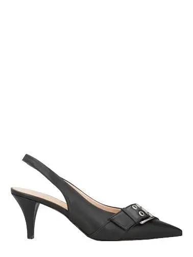 J.A.P. JOSE ANTONIO PEREIRA Leather Slingback Pumps - Black