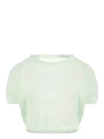 VICOLO Knitted Top With Crystals - Green