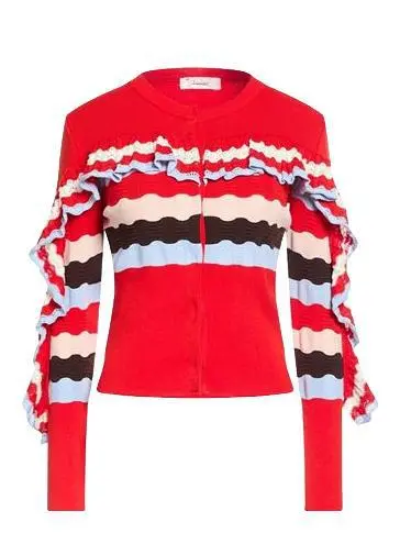 JUCCA Striped Cotton Knit Cardigan - Red