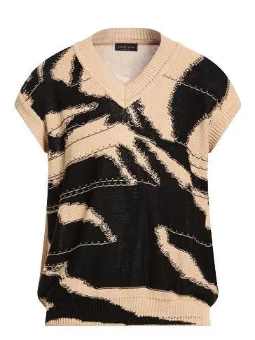 ROBERTO COLLINA Intarsia Knit V-neck Top - Beige