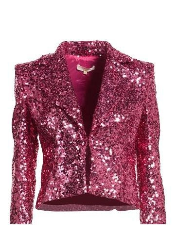 W LES FEMMES BY BABYLON Cropped Sequined Blazer - Fuchsia