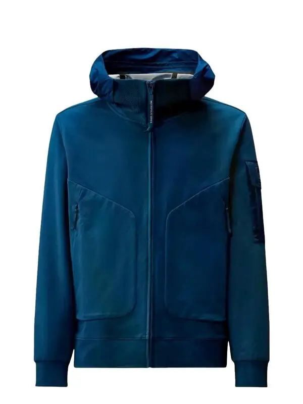 C.P. COMPANY Metropolis Series Stretch Fleece Mixed Hooded Sweatshirt - Blue