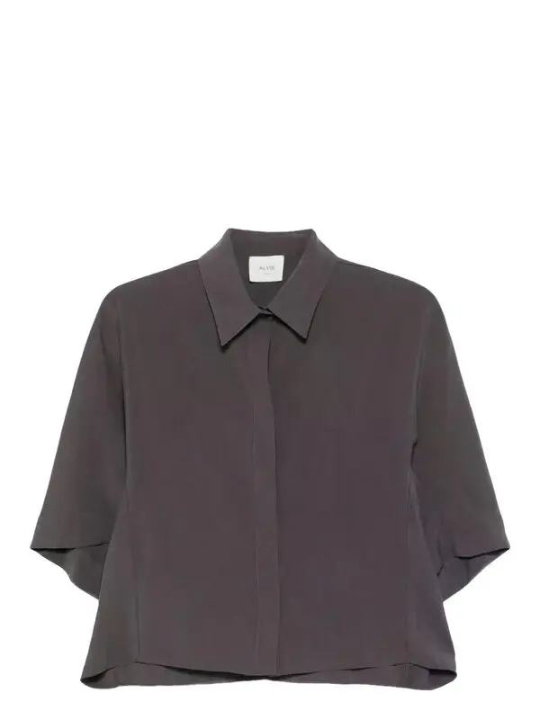 ALYSI Short-sleeve Silk Shirt - Grey