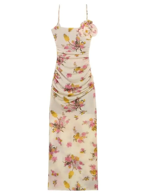 Blumarine Floral Column Dress - Neutrals