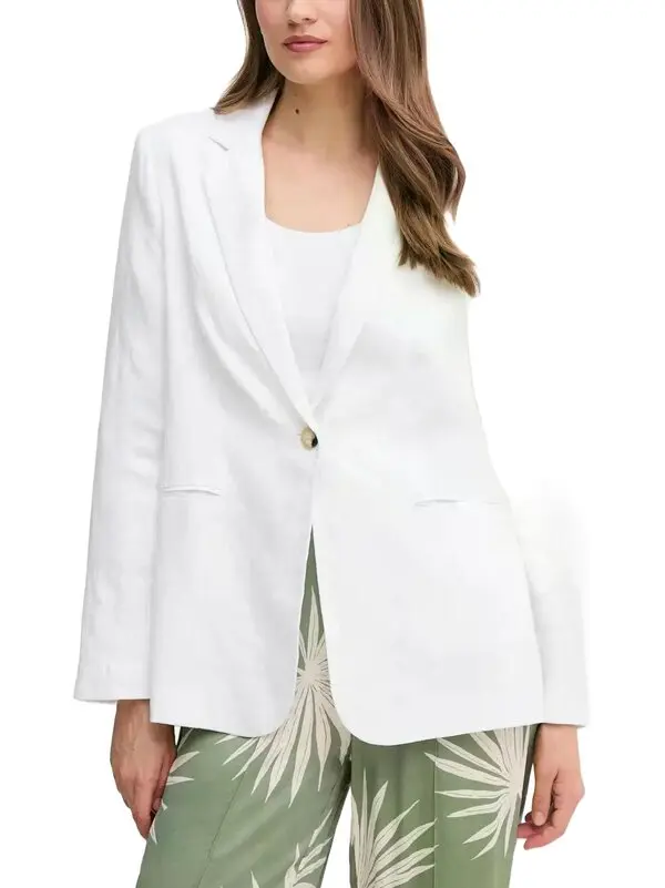 OUI Button-up Linen Blazer - White