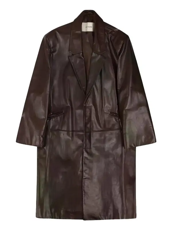 ENTIRE STUDIOS Single-breasted Leather Coat - Brown
