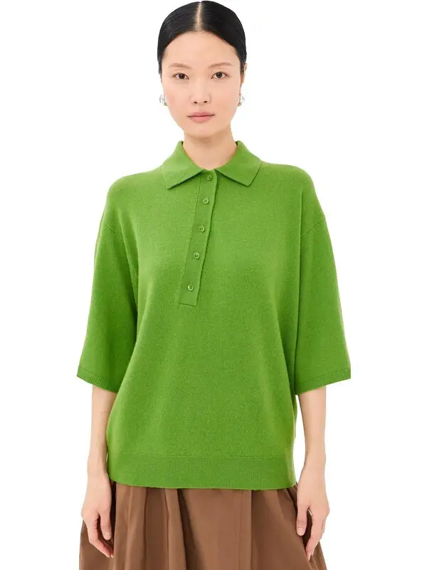Tibi Oversized Easy Polo - Avocado