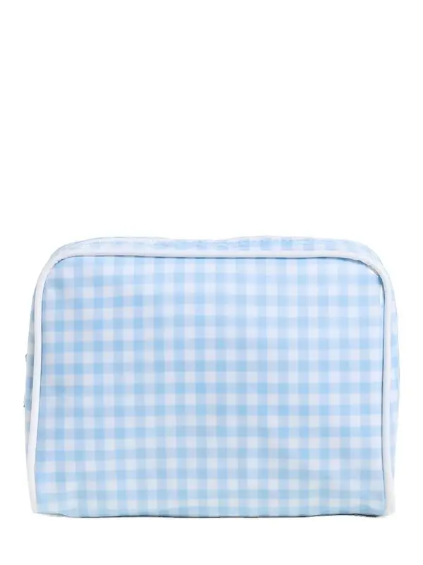 WEEZIE Small Gingham Toiletry Bag - Light Blue Gingham
