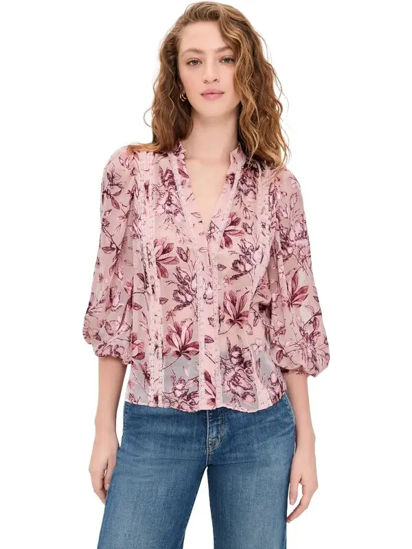 Alice + Olivia Arlette Collared Blouse - Mystic Garden English Rose