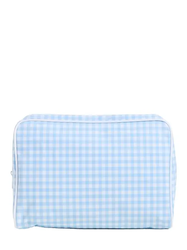 WEEZIE Large Toiletry Bag - Light Blue Gingham
