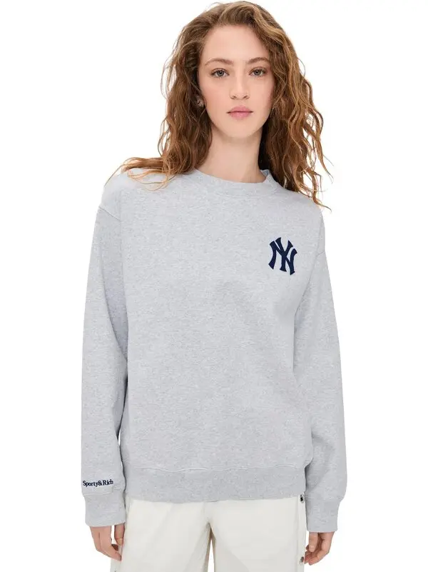 SPORTY & RICH Heritage Yankees Pullover - Heather Gray