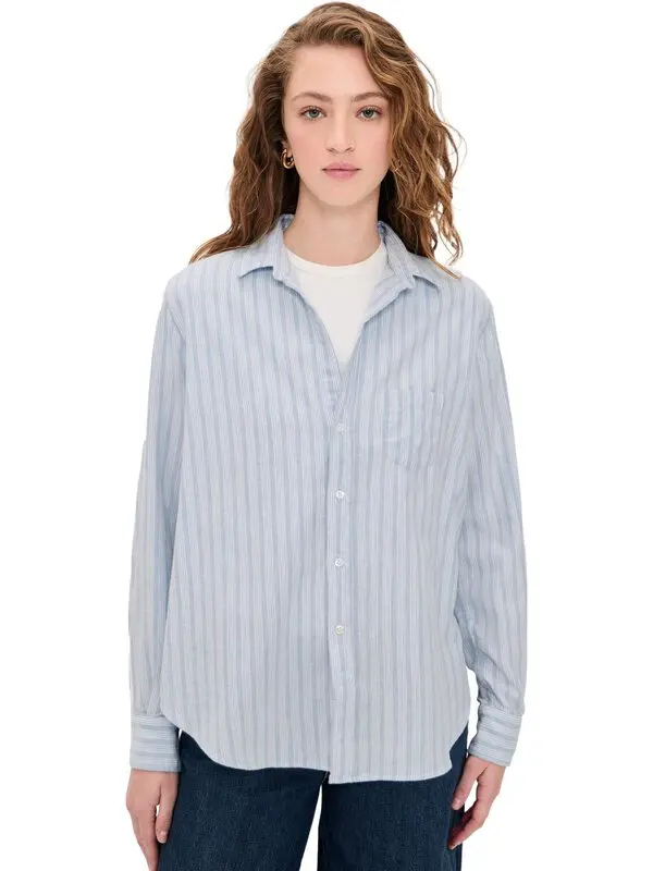 Frank & Eileen Relaxed Button-up Shirt - Blue Stripe