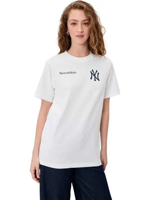 SPORTY & RICH Yankees Curve T-shirt - White
