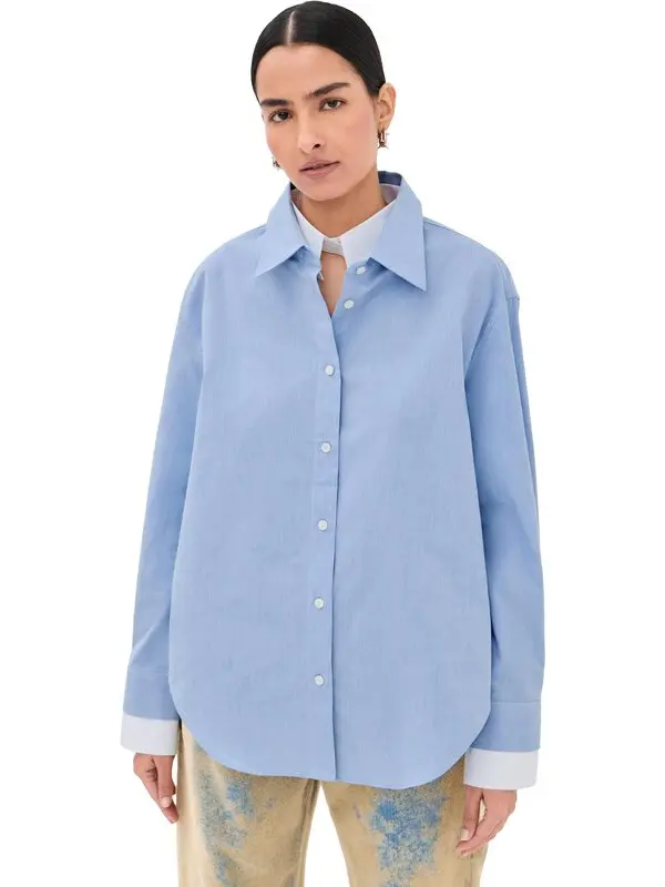 Acne Studios Button Down Shirt - Light Blue/white