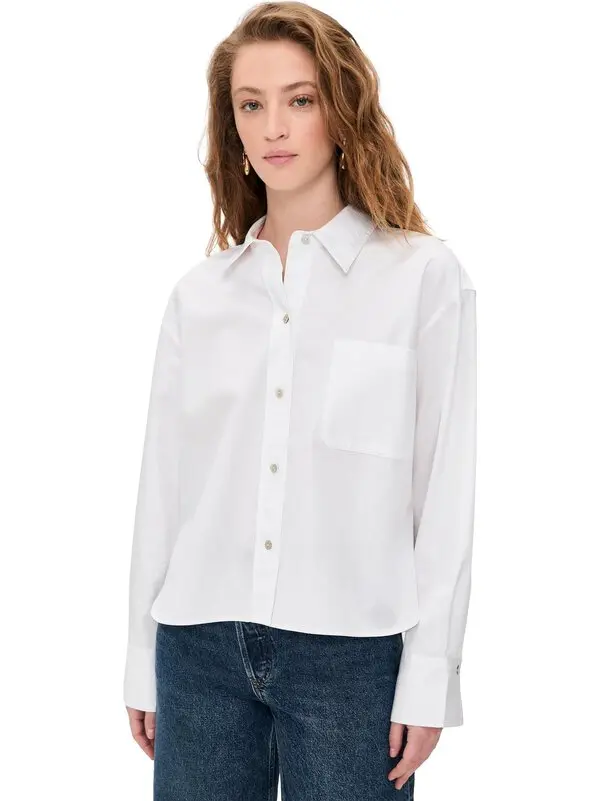 Vince Cropped Long Sleeve Shirt - Optic White