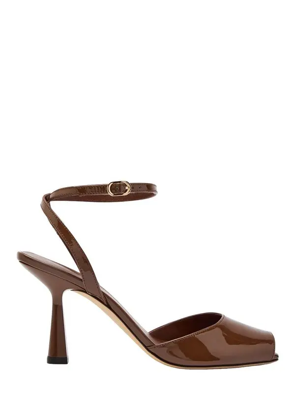 STUART WEITZMAN Val 85 Patent Leather Sandals - Brown