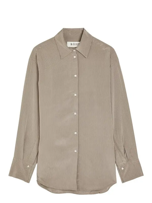 RÓHE Open Sleeve Striped Woven Shirt - Light Grey