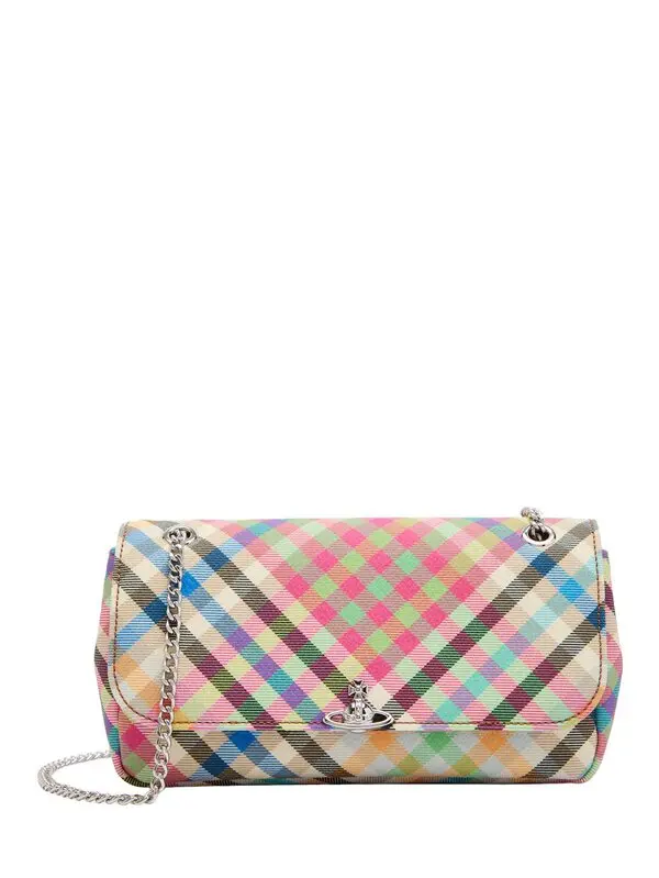 VIVIENNE WESTWOOD Chain Plaid Textured Faux Leather Cross-body Bag - Multicoloured