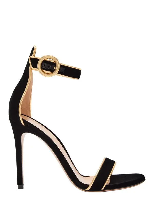 GIANVITO ROSSI 105 Metallic-trim Velvet Sandals - Black
