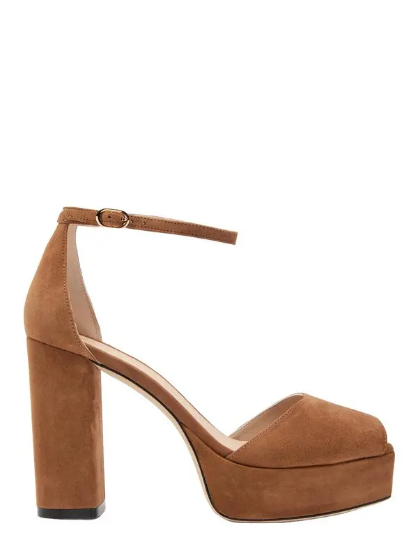 STUART WEITZMAN Sabrina 110 Suede Platform Sandals - Tan