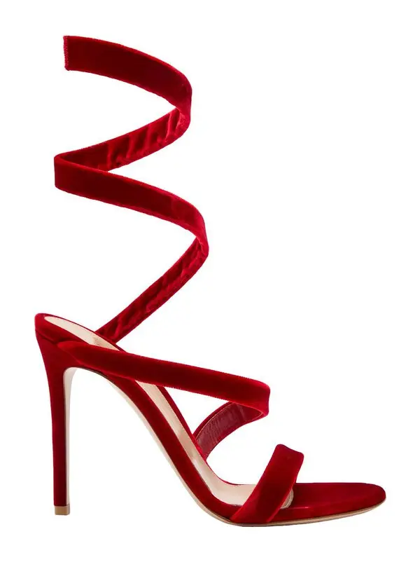 GIANVITO ROSSI Opera 105 Velvet Sandals - Red