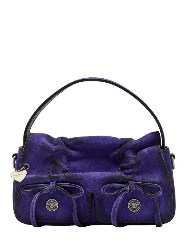Acne Studios Multipocket Micro Distressed Suede Top Handle Bag - Violet