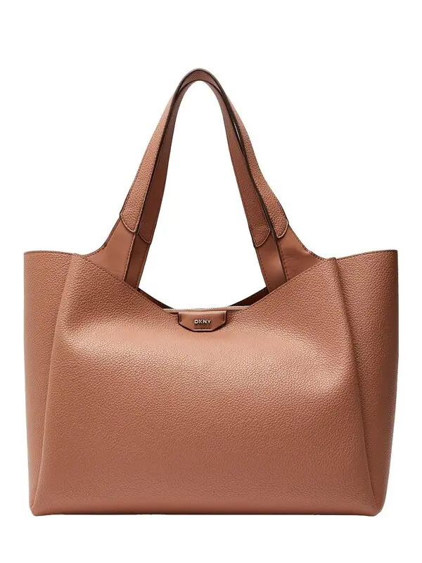 Dkny Grained Leather Tote Bag - Brown