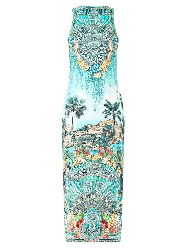 Camilla Jersey Racerback Dress - Blue