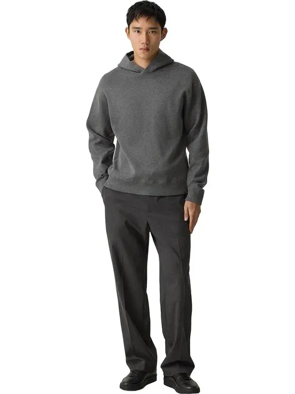 Theory Straight Drawstring Pant In Motion Wool - Charcoal Melange