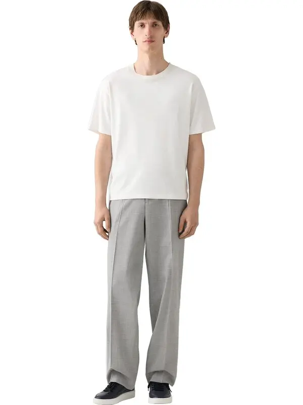 Theory Straight Drawstring Pant In Motion Wool - Vapor Melange