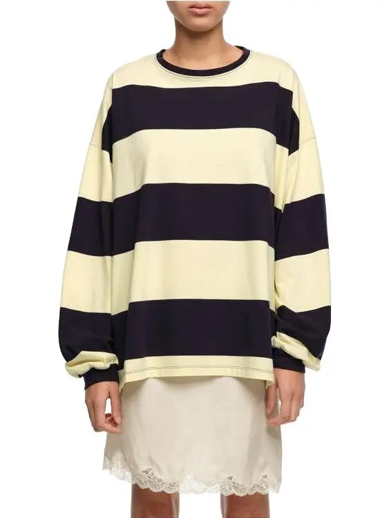 Bimba Y Lola Striped Loose-fit T-shirt - Navy