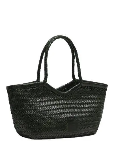 Bimba Y Lola Large Braided Leather Shopper Bag - Dark Green