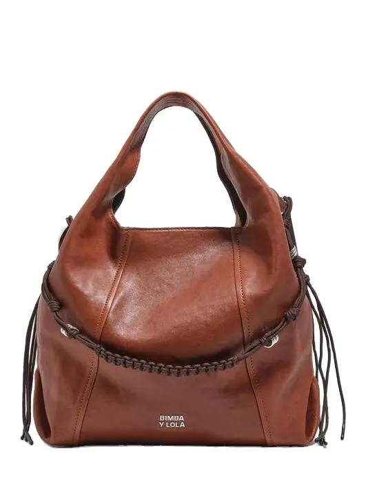 Bimba Y Lola Leather Handbag - Dark Tan