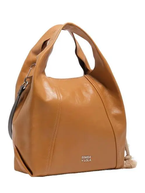 Bimba Y Lola Leather Handbag With Shoulder Strap - Moka