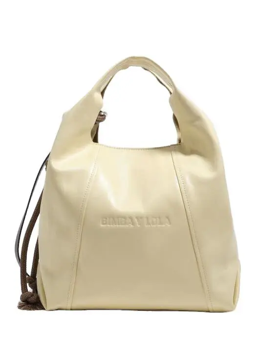 Bimba Y Lola Leather Handbag With Shoulder Strap - Pale Yellow
