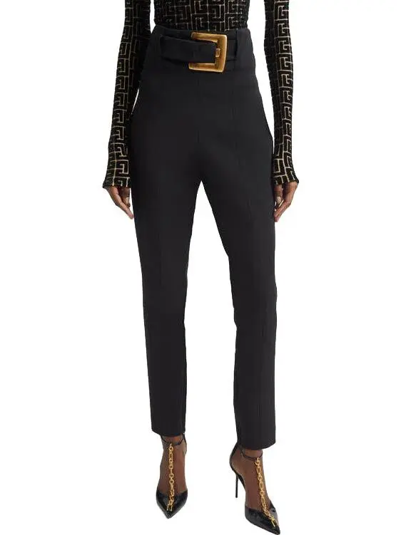Balmain High-waist Knit Pants - 0pa Black