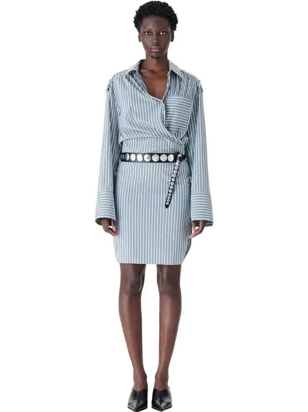 IRO PARIS Lazul Poplin Shirt Dress - Ocean Stripes