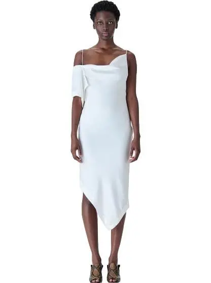 IRO PARIS Thiana Asymmetrical Sateen Midi Dress - Ceramic White