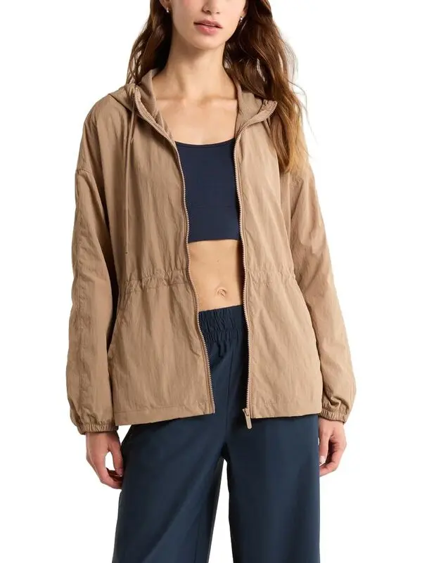 Zella Day To Day Cinched Windbreaker - Tan Portabella