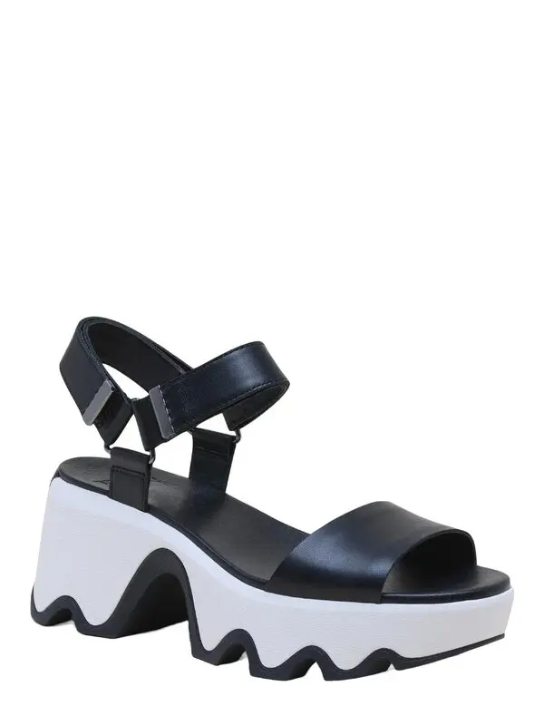 Sorel Kinetic™ Aura Ankle Strap Platform Sandal - Black/sea Salt