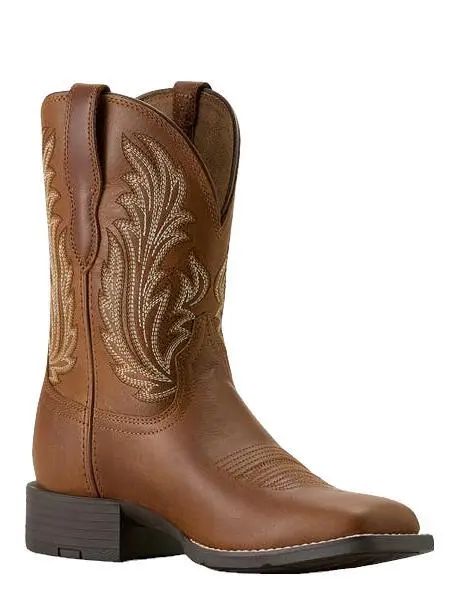 Ariat Round Up Filly Wide Square Toe Western Boots - Sorrel Crunch